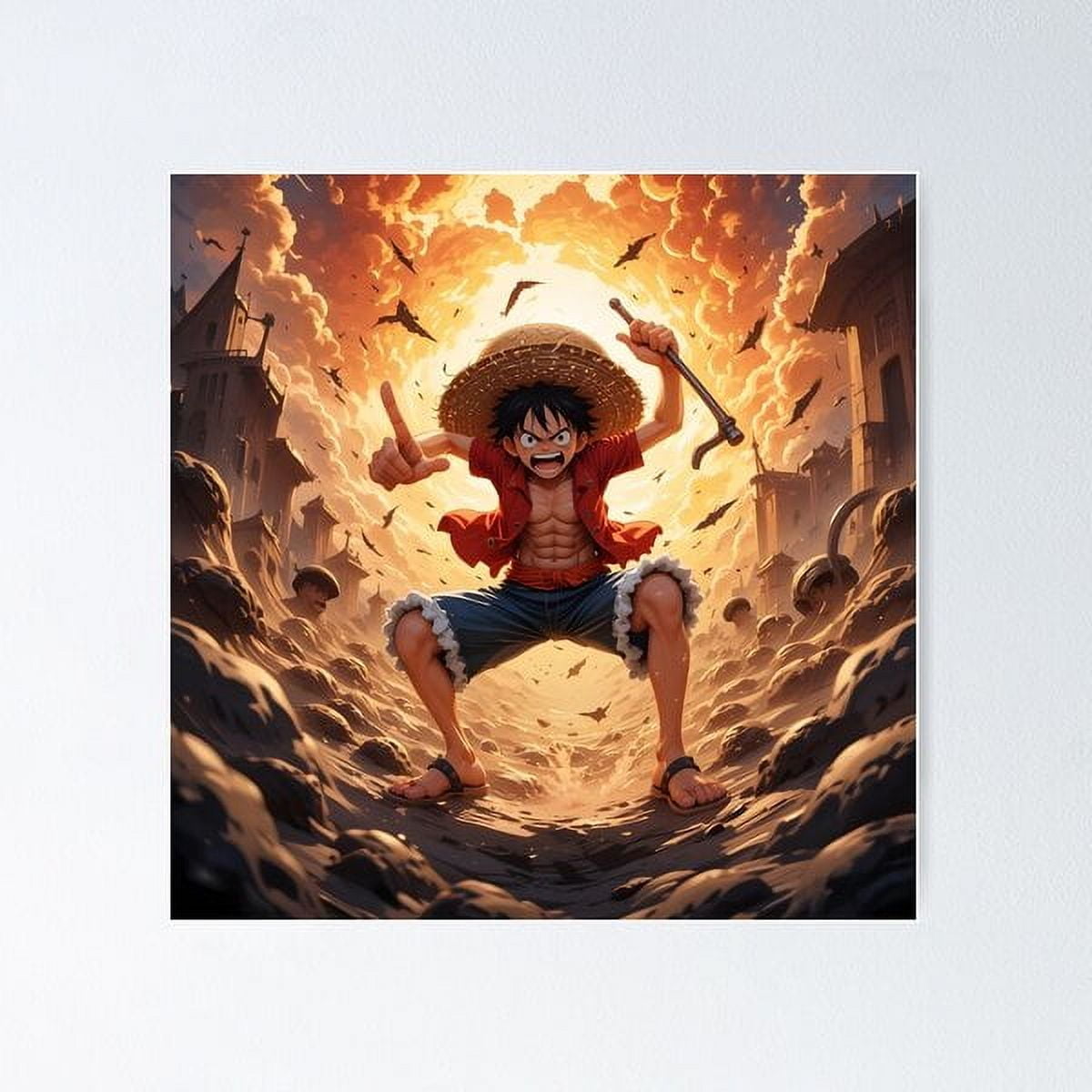 Anime Retro Realista, Batalla Epica, One Piece, Monkey Luffey Poster ...