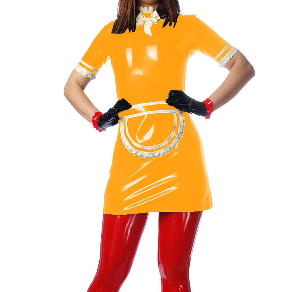 Anime Ruffles High Neck Maid Clothes Short Sleeve Bodycon Mini Maid ...