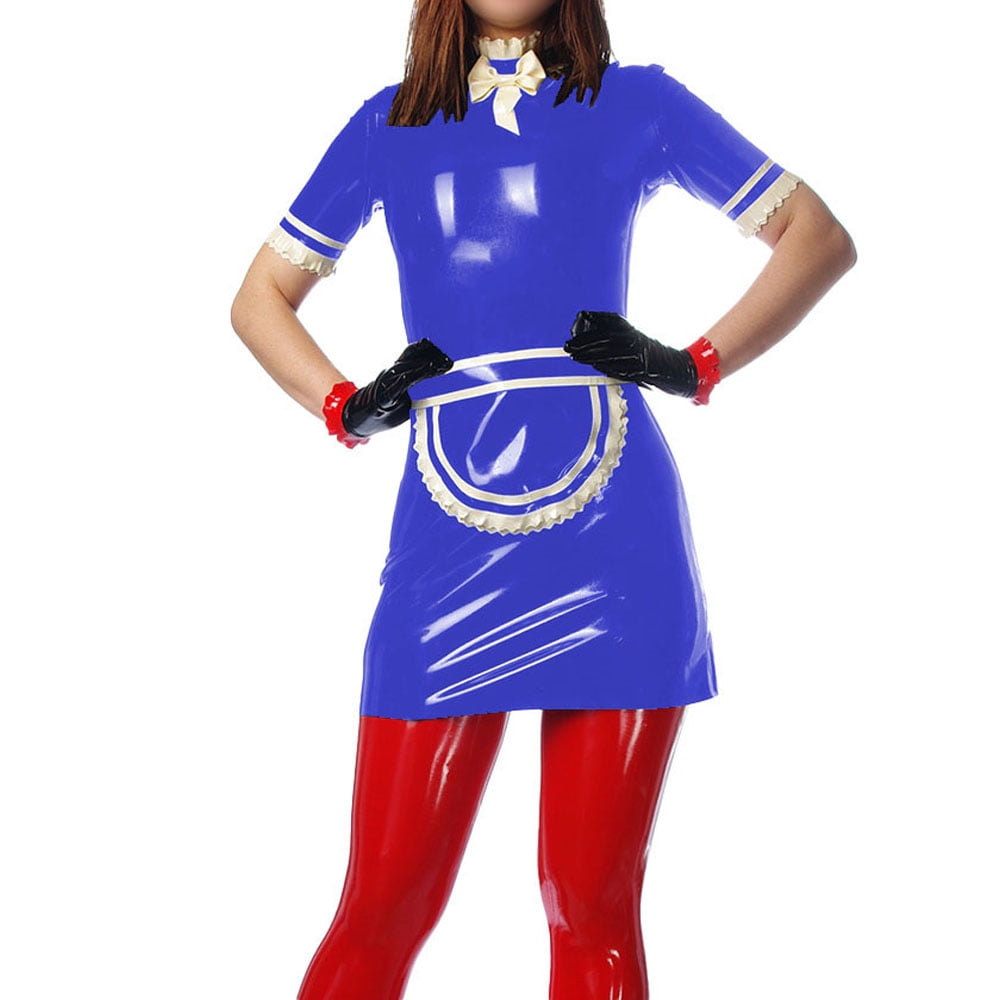 Anime Ruffles High Neck Maid Clothes Short Sleeve Bodycon Mini Maid ...