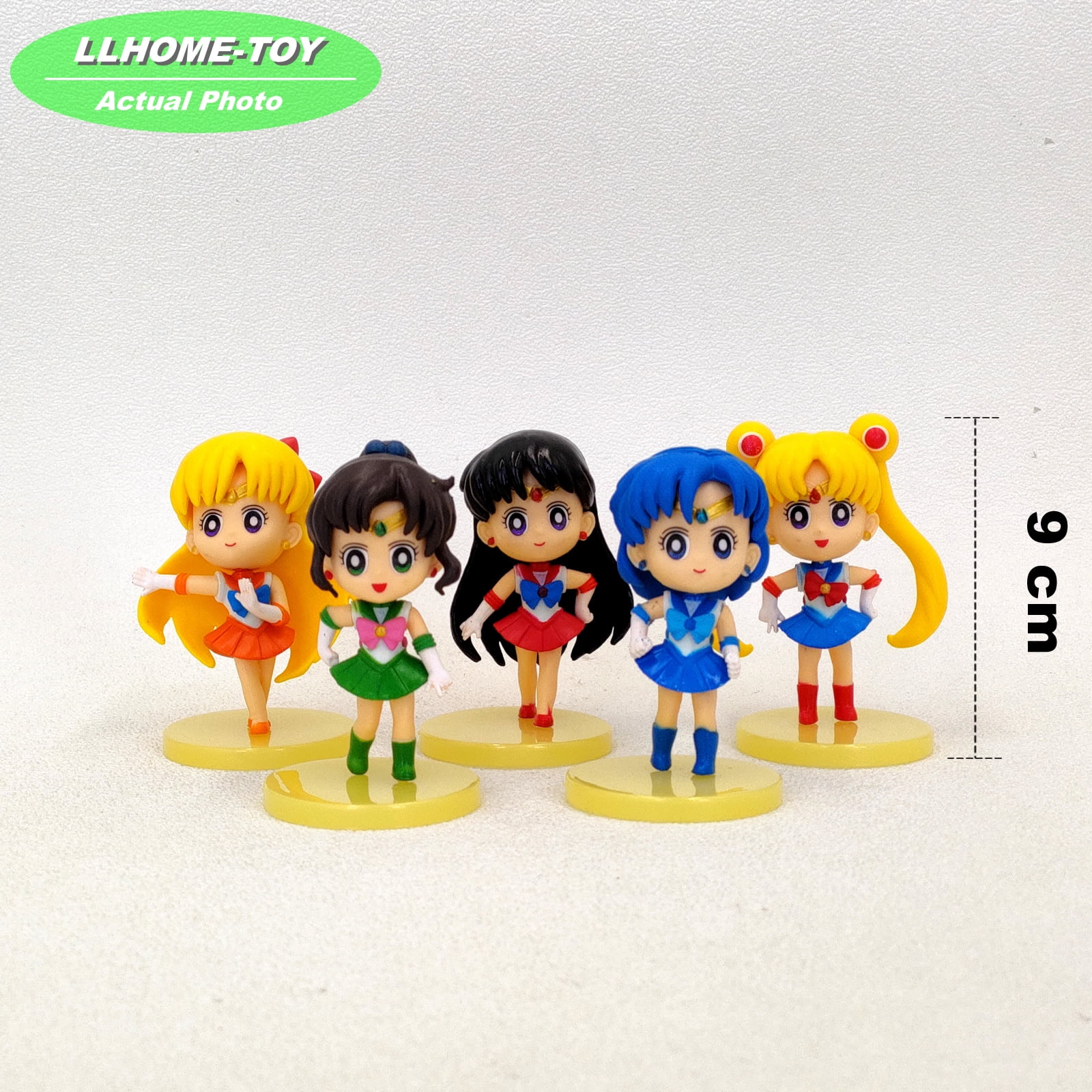 Anime SMLA Tsukino Usagi Rei Hino Ami 5pcs cute Figure Toy Gift cake ...