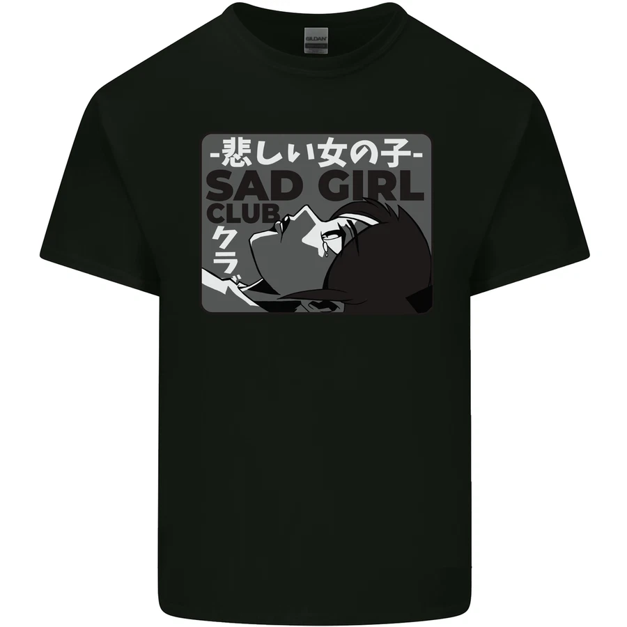 Anime Sad Girl Aesthetic Japanese Culture Graphic Light Cotton Tee ...
