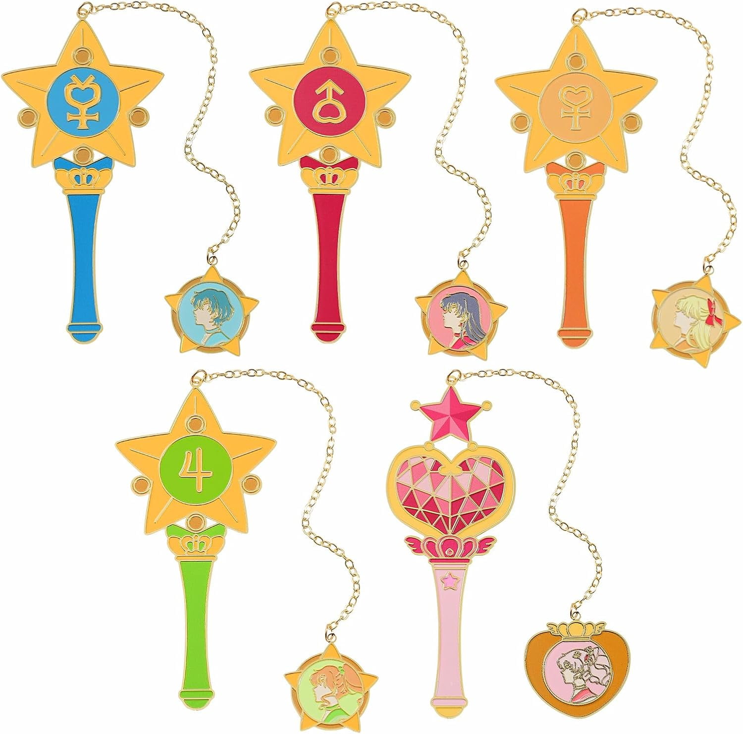 Anime Sailor Magic Stick Moon Bookmarks, Cartoon Girls Creative Hollow ...