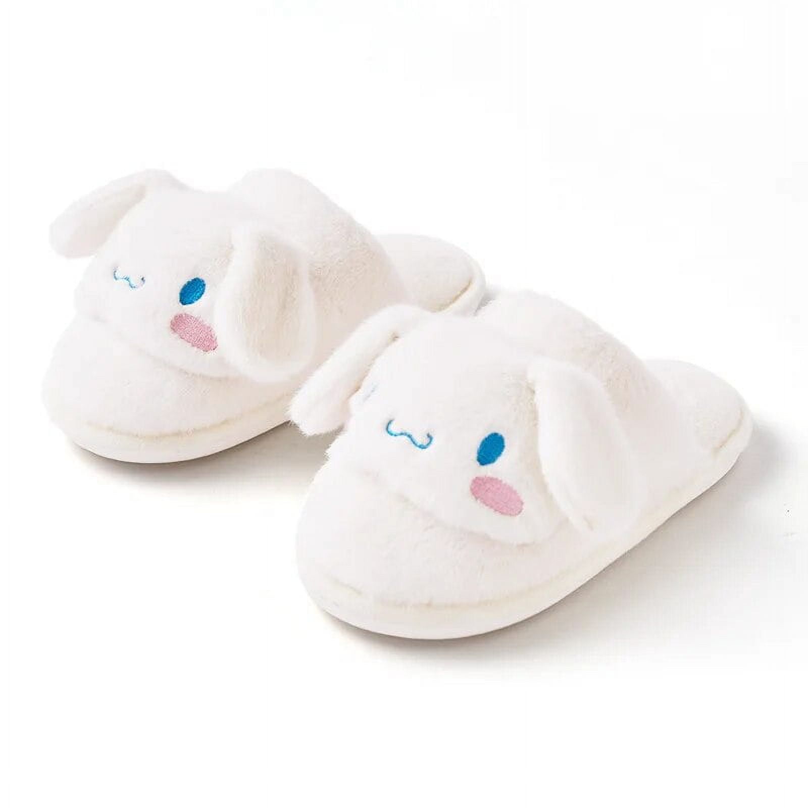 Anime Sanrio Cartoon Cinnamoroll Plush Women Cotton Slippers Ears Move ...