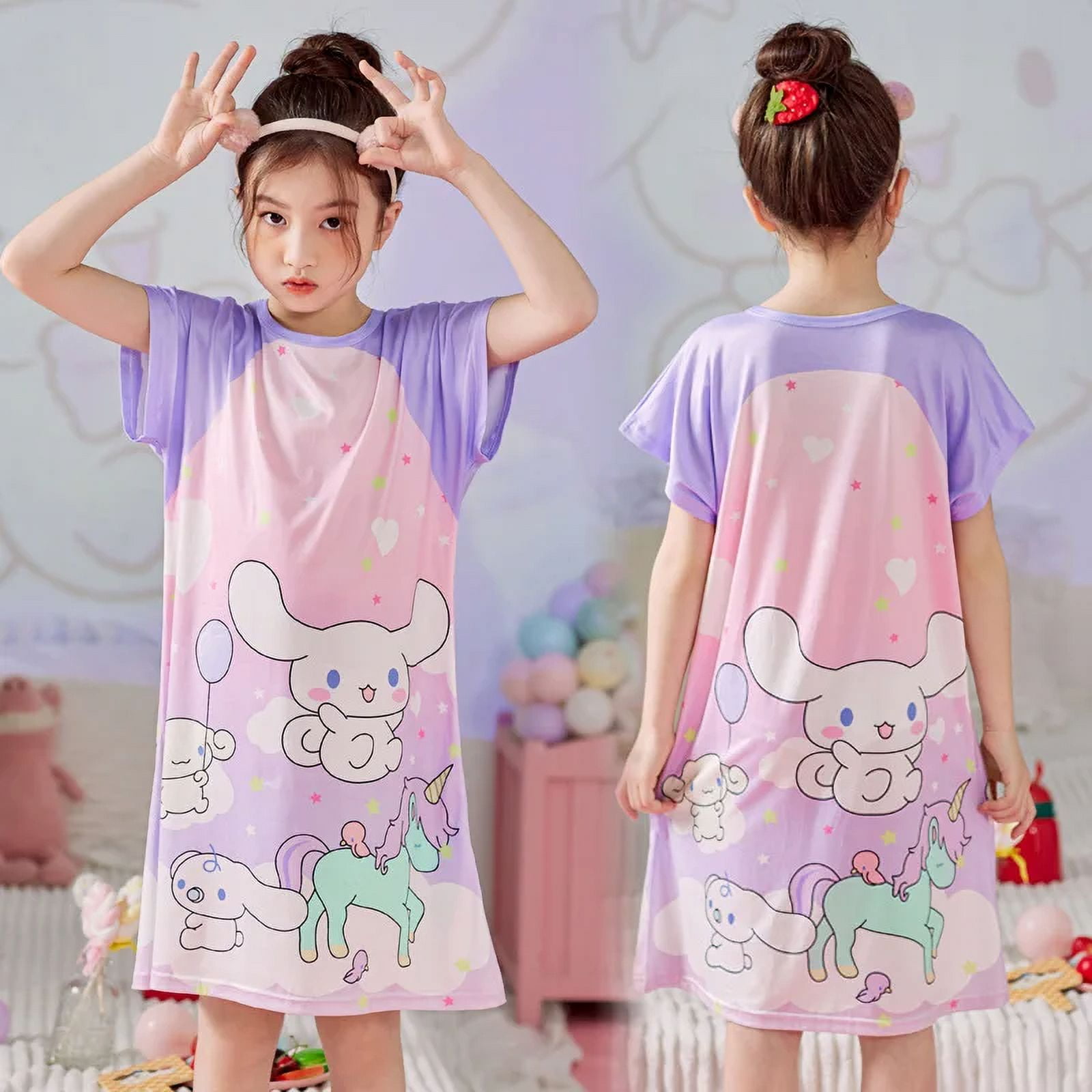 Anime Sanrio Cinnamoroll Pajamas Kawaii Nightgown Cute Nightdress Short ...