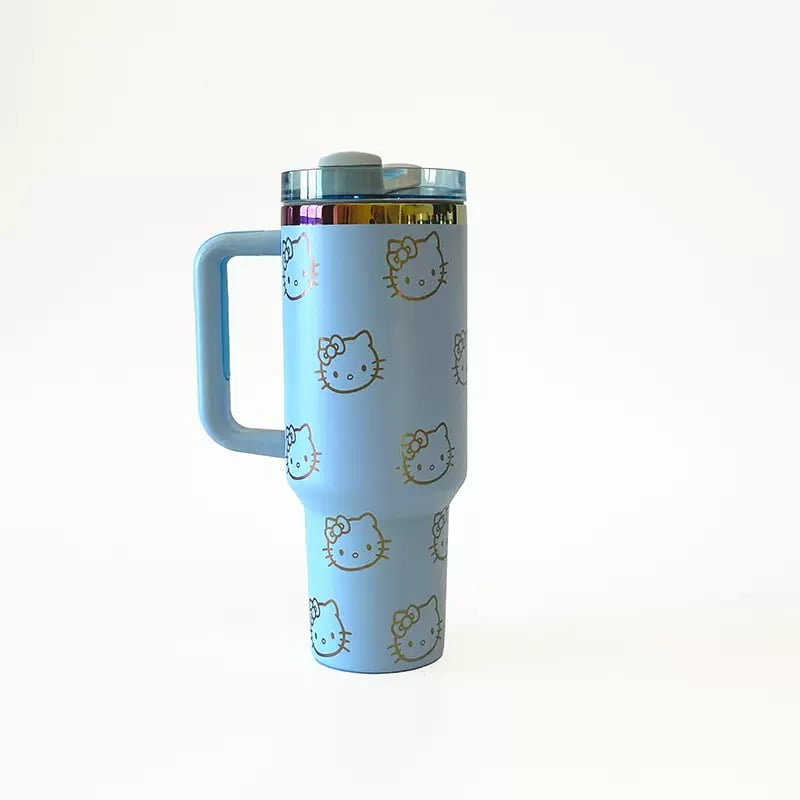 Anime Sanrio Hello Kitty Handle Straw Lid Stainless Steel 40oz Mug Gift ...