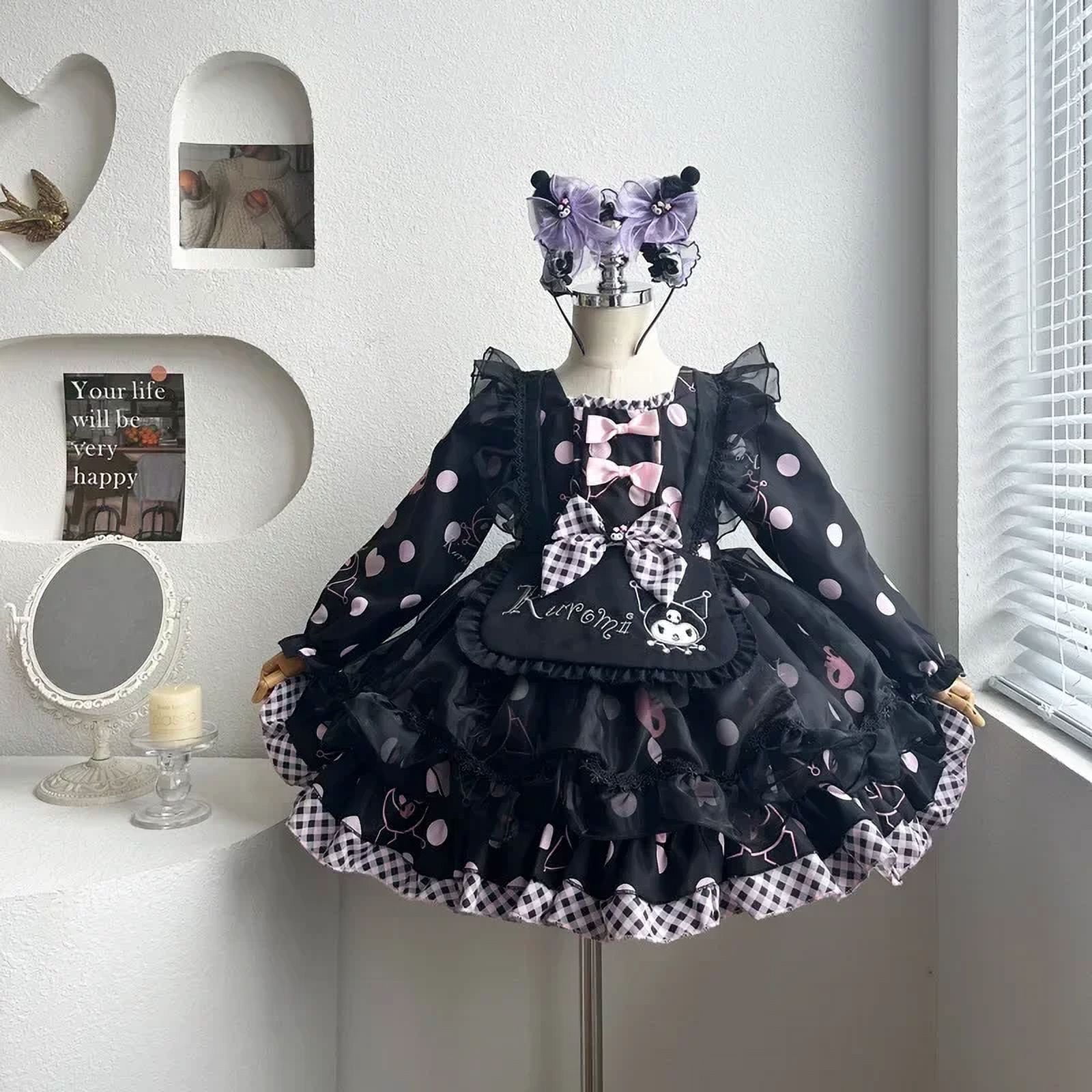 Anime Sanrio Hello Kitty Kuromi Children's Dress CosPlay Academy Style ...