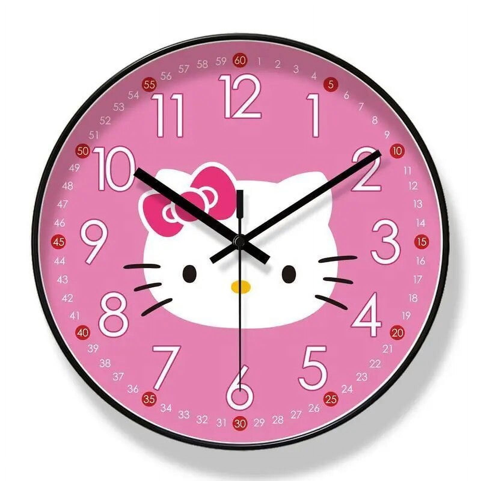 Anime Sanrio Hello Kittys Circular Clock Cute Cartoon Kawaii Mute Clock ...