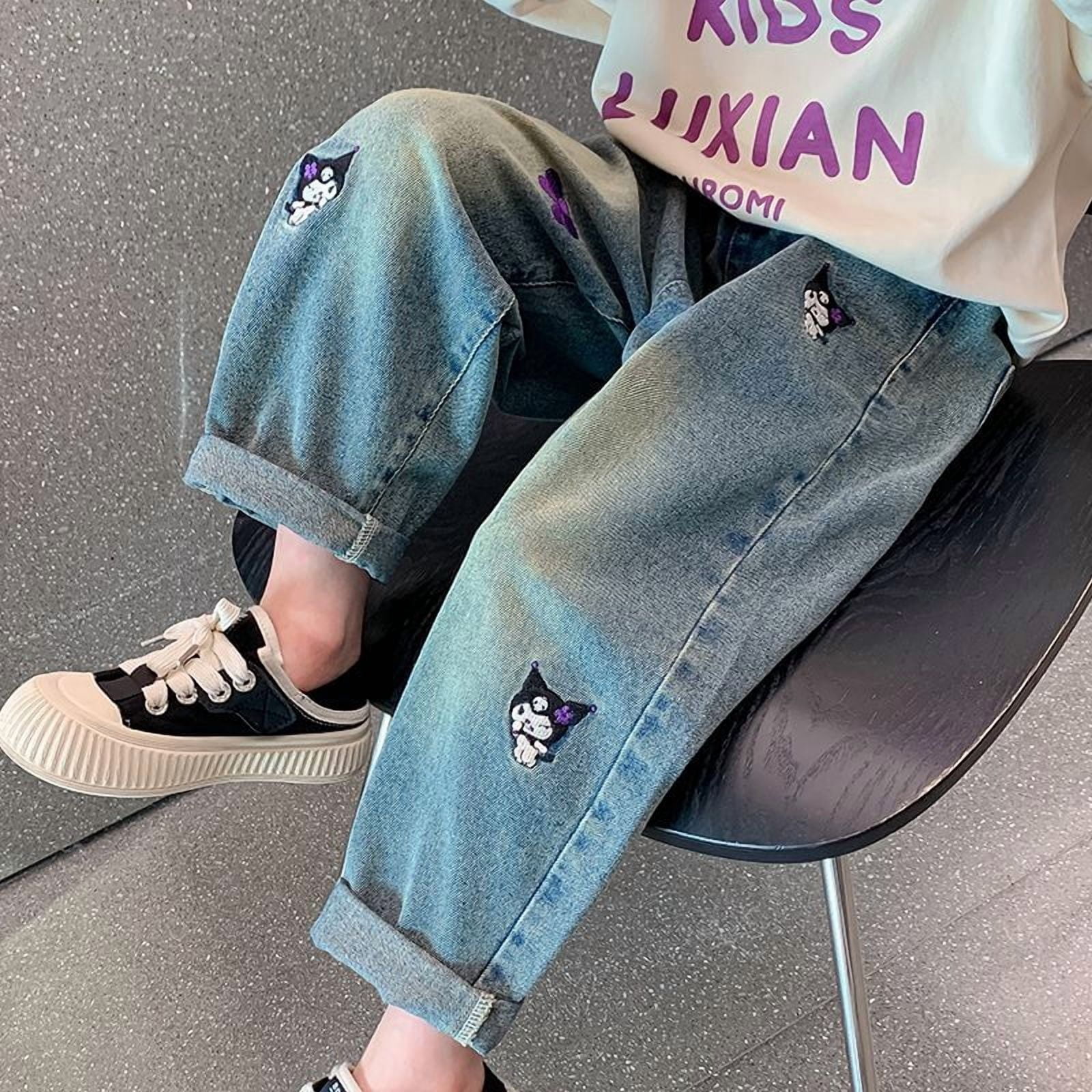Anime Sanrio Kawaii Kuromi Hello Kitty Jeans Pants Cartoon Fashion ...