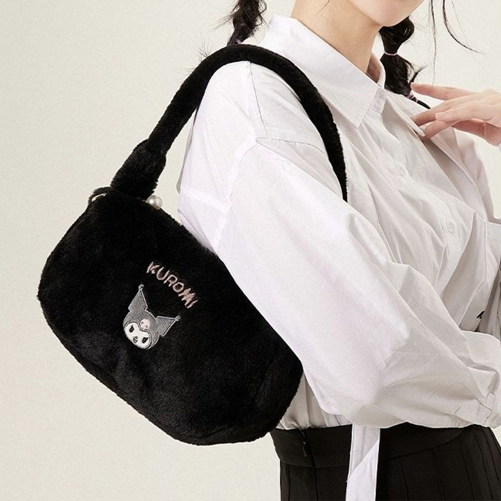 Anime Sanrio Kuromi Hello Kitty Plush Handbag Fashion Casual Korean ...