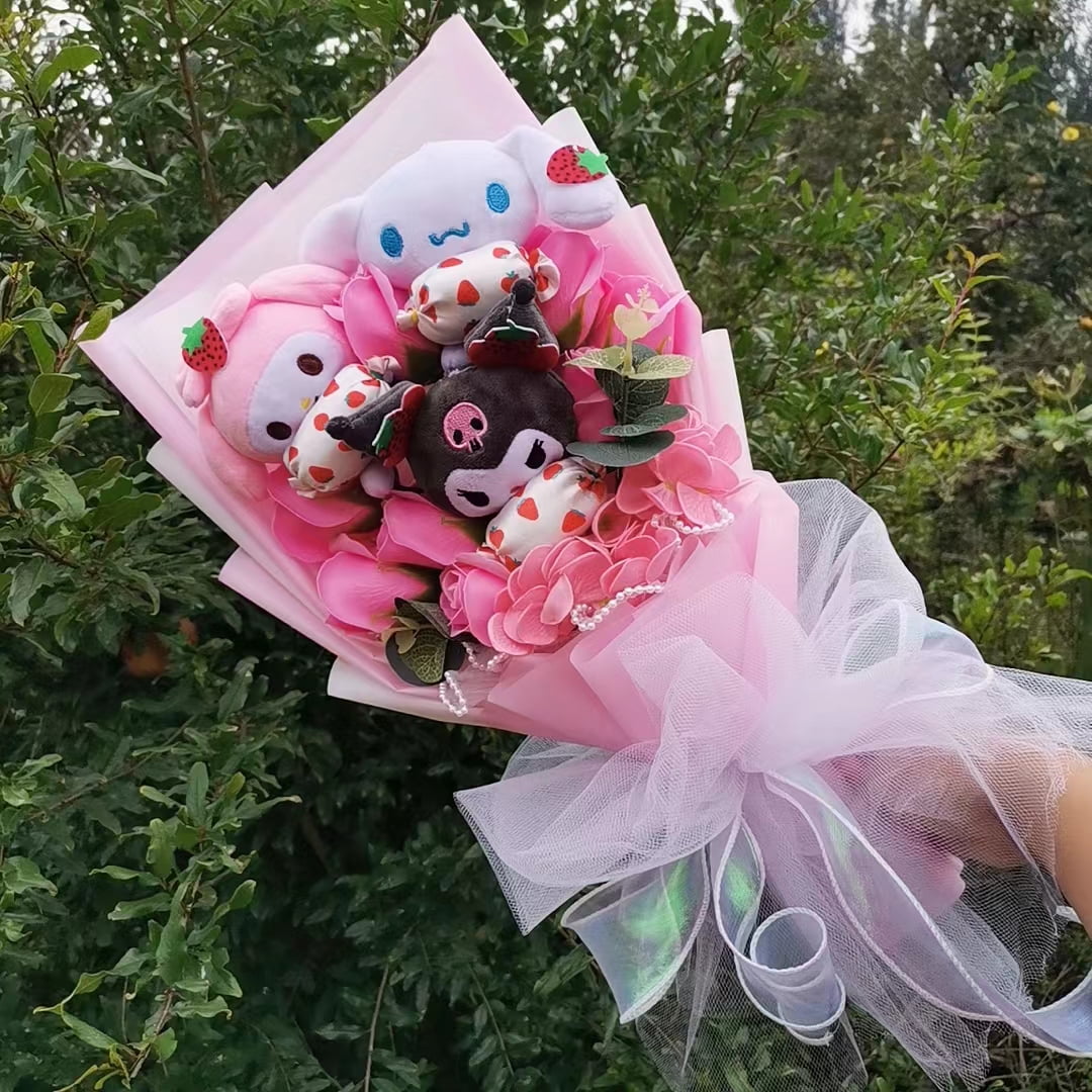 Anime Sanrio Kuromi My Melody Cinnamoroll Hello Kitty Plush Bouquet ...