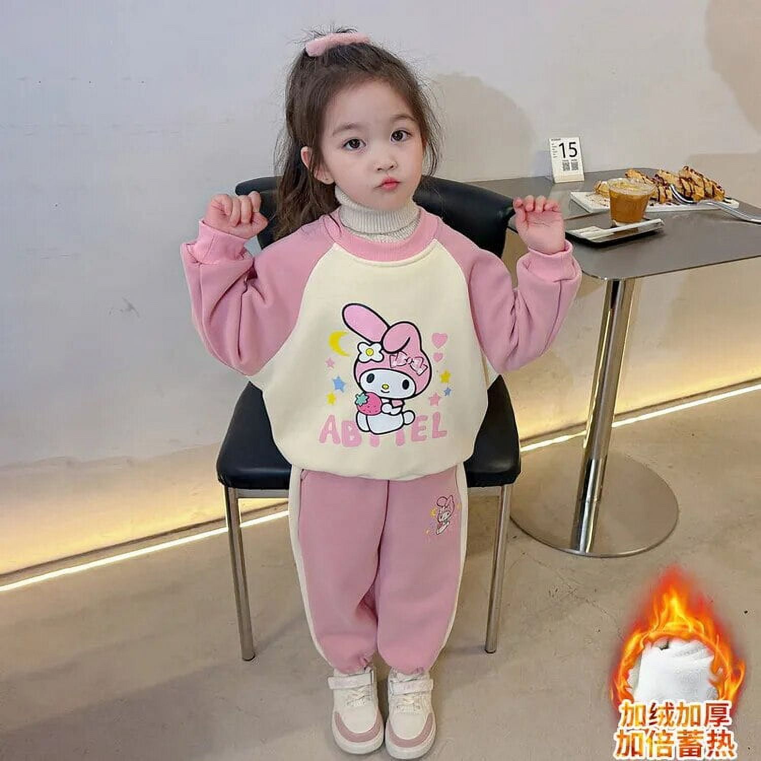 Anime Sanrioed My Melody Kuromi Fleece Sweatshirt Suit Cute Girl ...