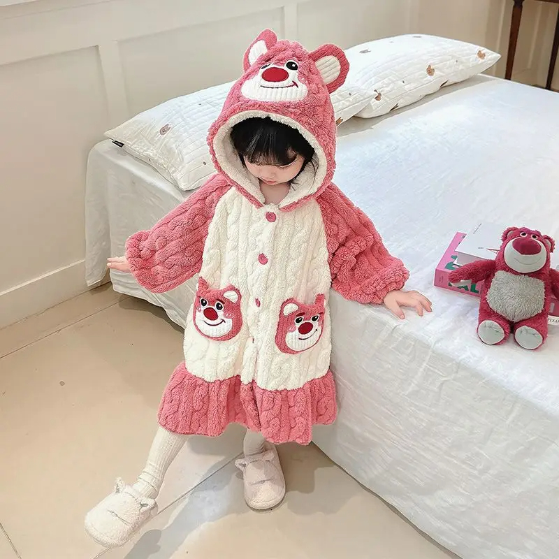 Anime Sanrioes Kids Flannel Bathrobe Night-Robe Cinnamoroll Melody ...