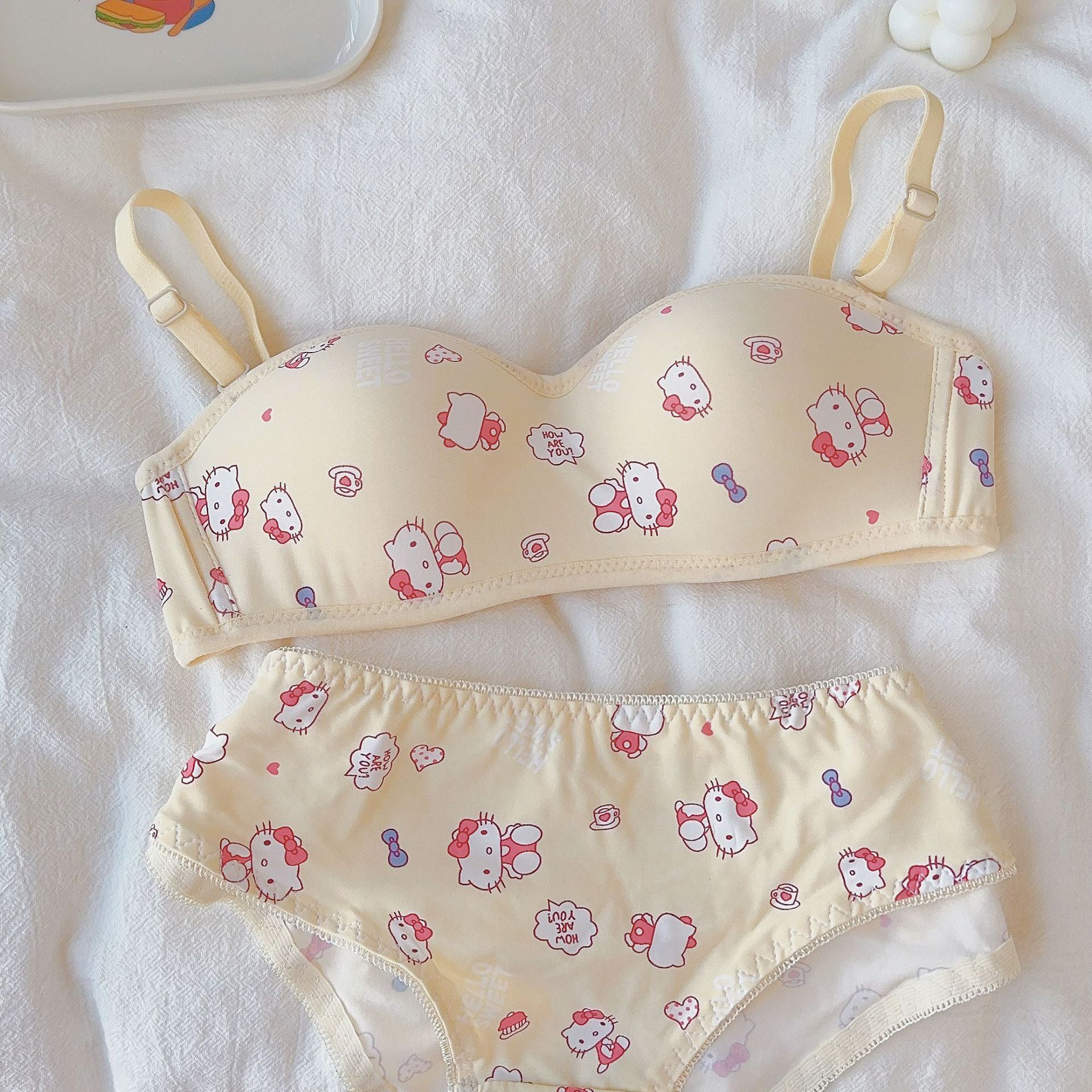 Anime Sanrios Cartoon Hello Kitty Strapless Lingerie Girls Kawaii Sweet ...