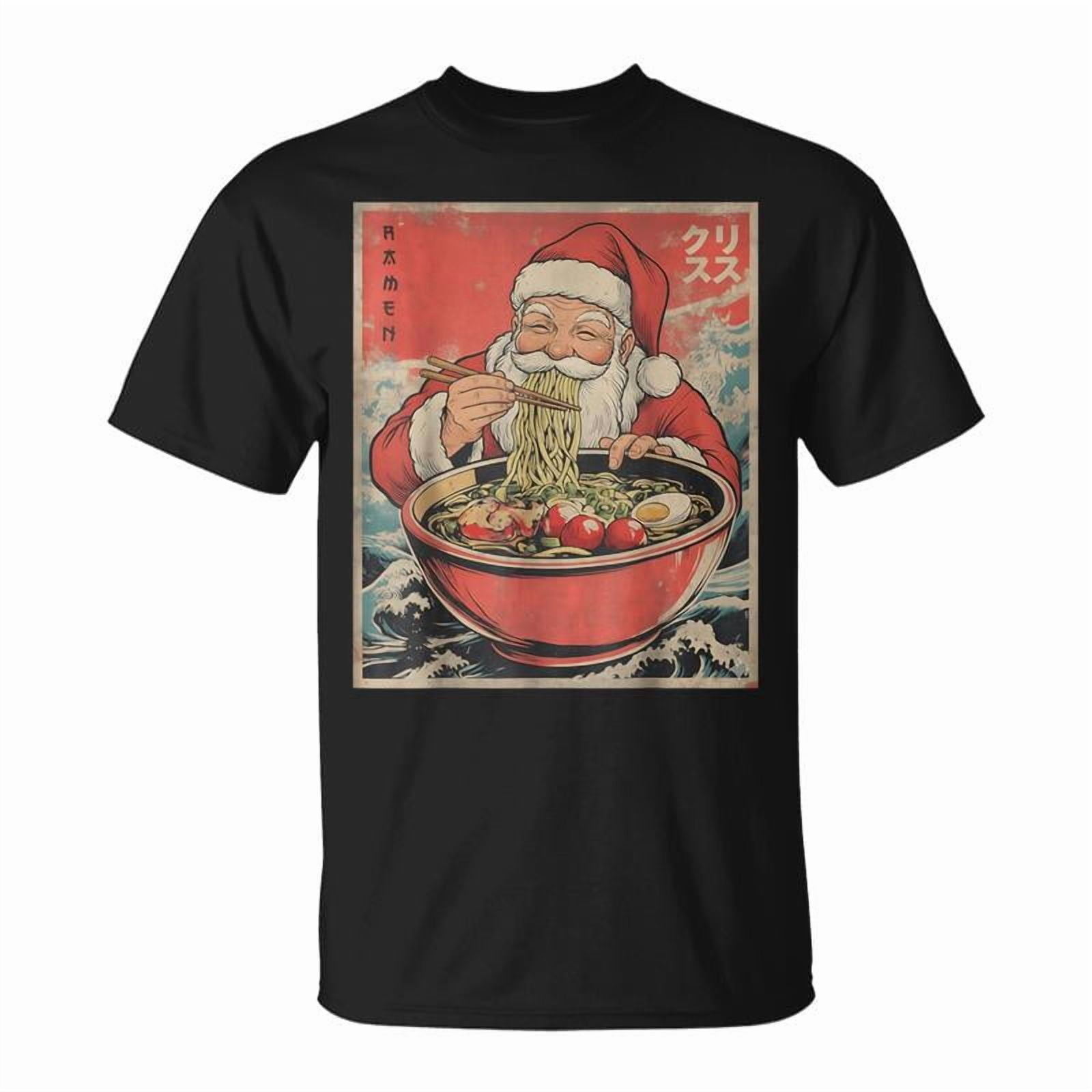 Anime Santa Eating Ramen Noodles Japanese Christmas Kawaii TShirt ...