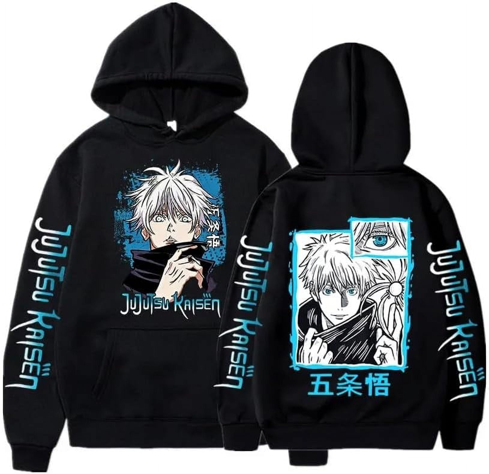 Anime Satoru Gojo Hoodie Oversized Fall/Winter Fleece Sweatshirt Men's ...