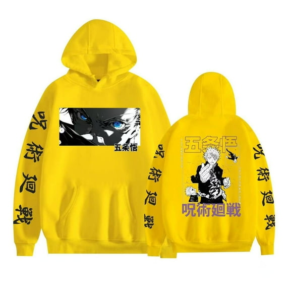 Anime Satoru Gojo Hoodie Oversized Fall/Winter Fleece Sweatshirt Men's ...
