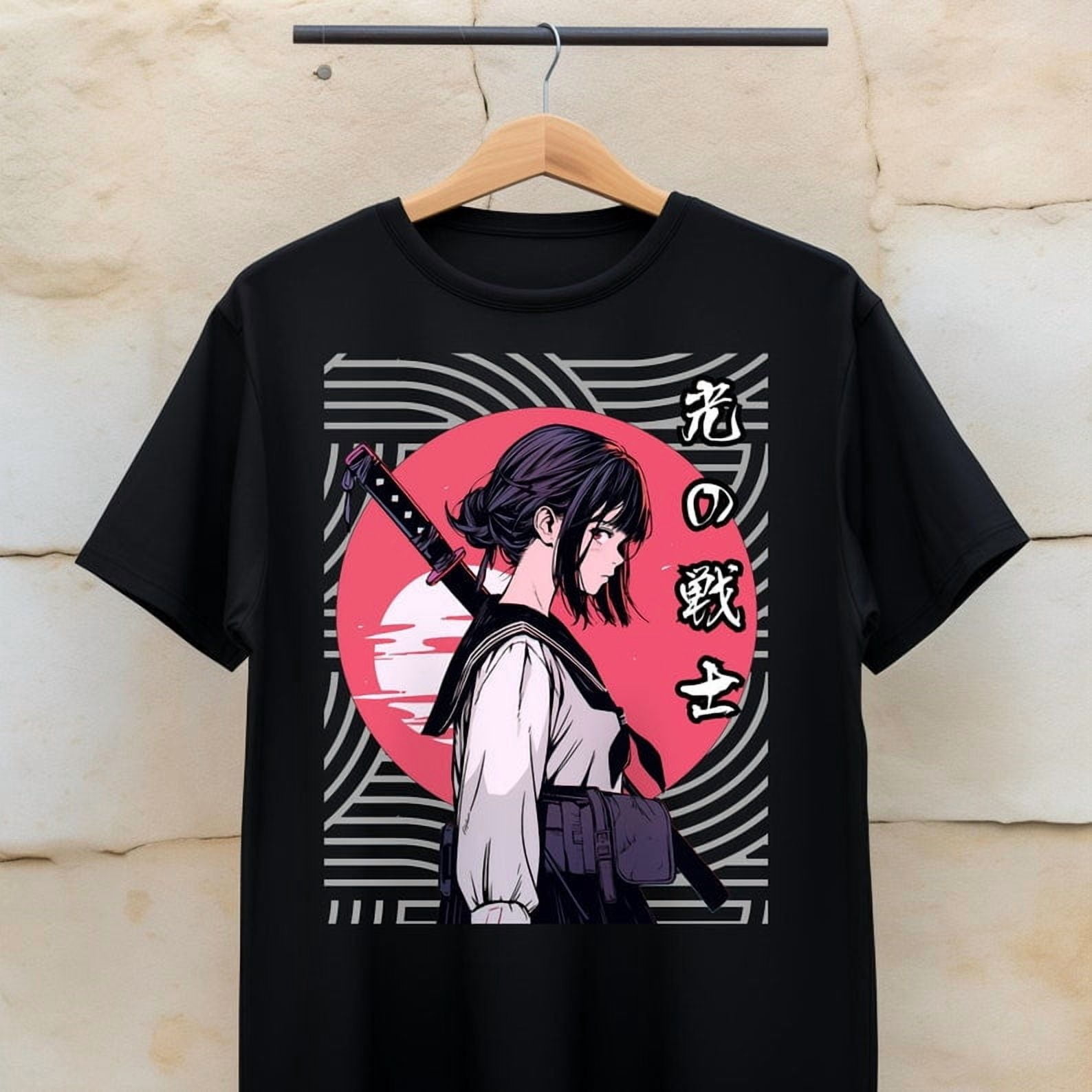 Anime Schoolgirl Waifu Shirt | Katana Sword | Goth Anime Clothing ...