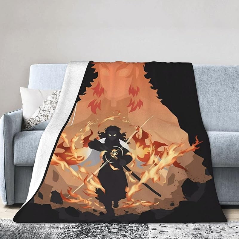 Anime Slayer Rengoku Kyoujurou Throw Blanket Gift Fuzzy Blanket All ...