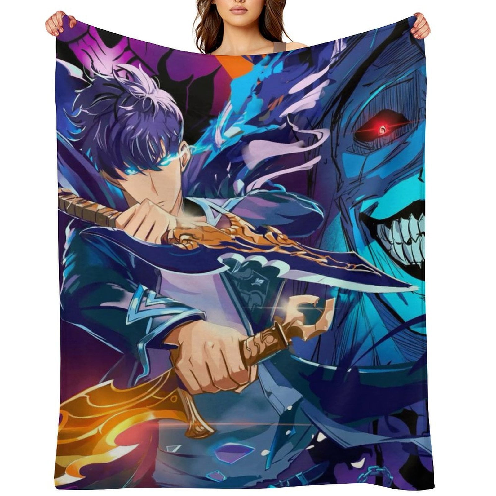 Anime Solo Leveling Flannel Blanket, Ultra Soft Warm Throw Lightweight ...