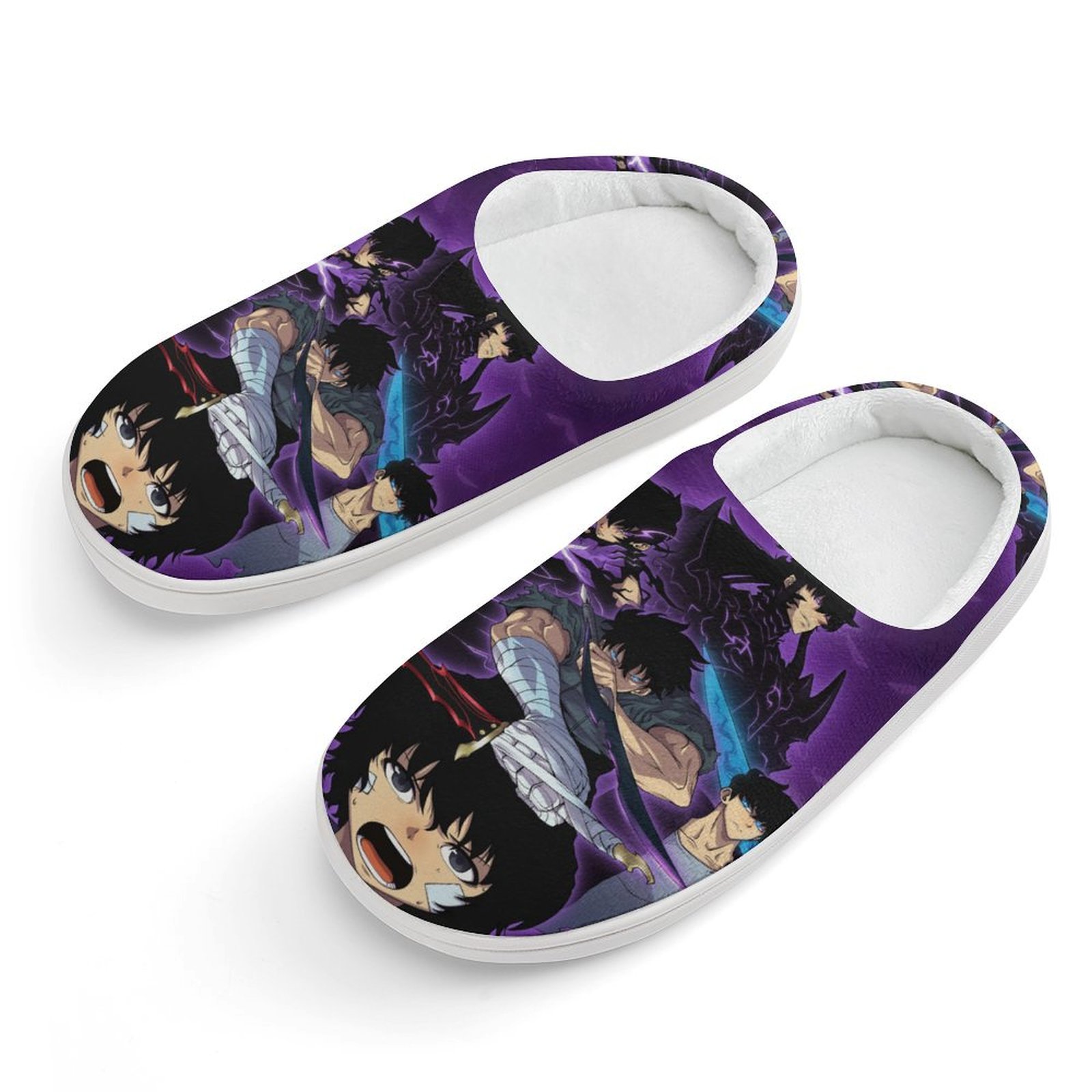 Anime Solo Leveling Kids Teen Fuzzy Memory Foam Slippers Fluffy Winter ...