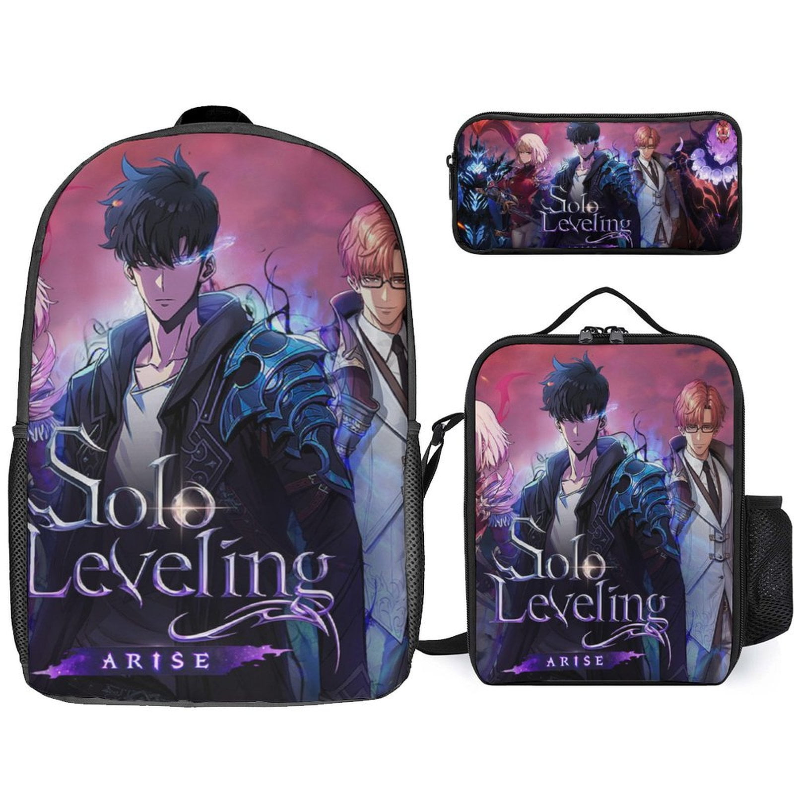 Anime Solo Leveling Laptop Backpack With Pencil Case Lunch Bag 3 Pieces ...