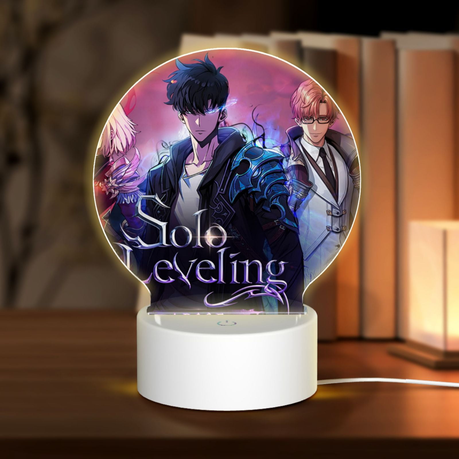 Anime Solo Leveling Round Acrylic Night Light Decoration USB Cable LED ...