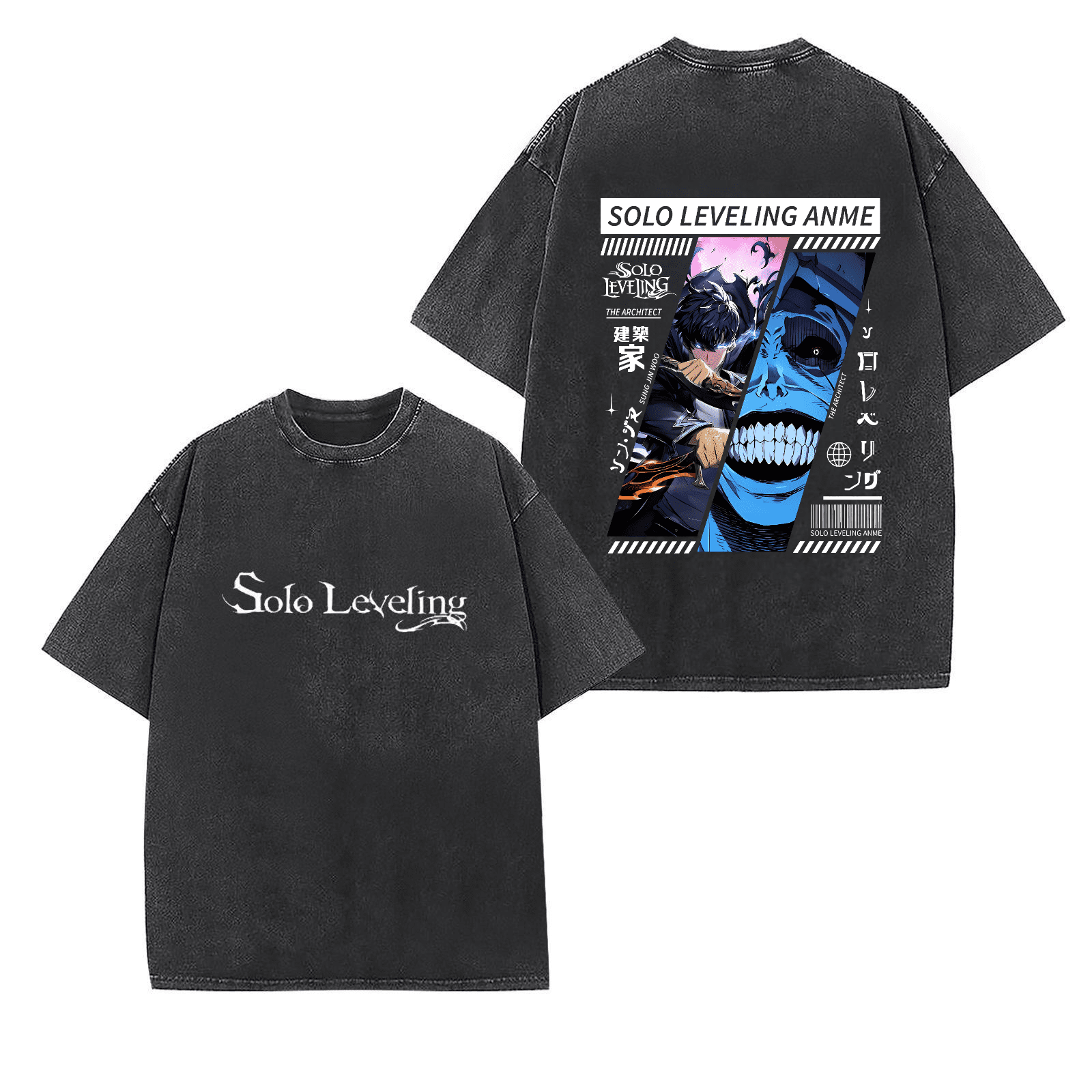 Anime Solo Leveling Shirt Jin Woo Sung Graphics Men Cotton Short Sleeve ...