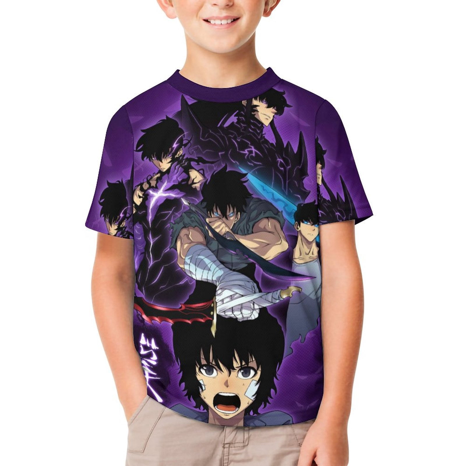 Anime Solo Leveling Teenage T-shirt Graphic Short Sleeve Shirts Top ...