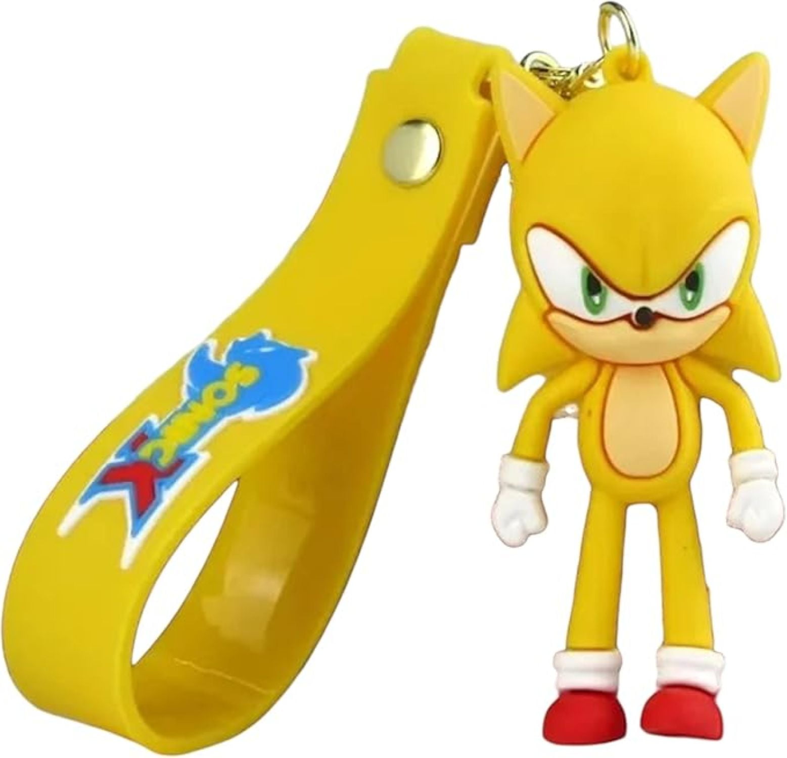 Anime Sonic Tails Figure Keychain Keyring with Strap and Clip, Yellow ...