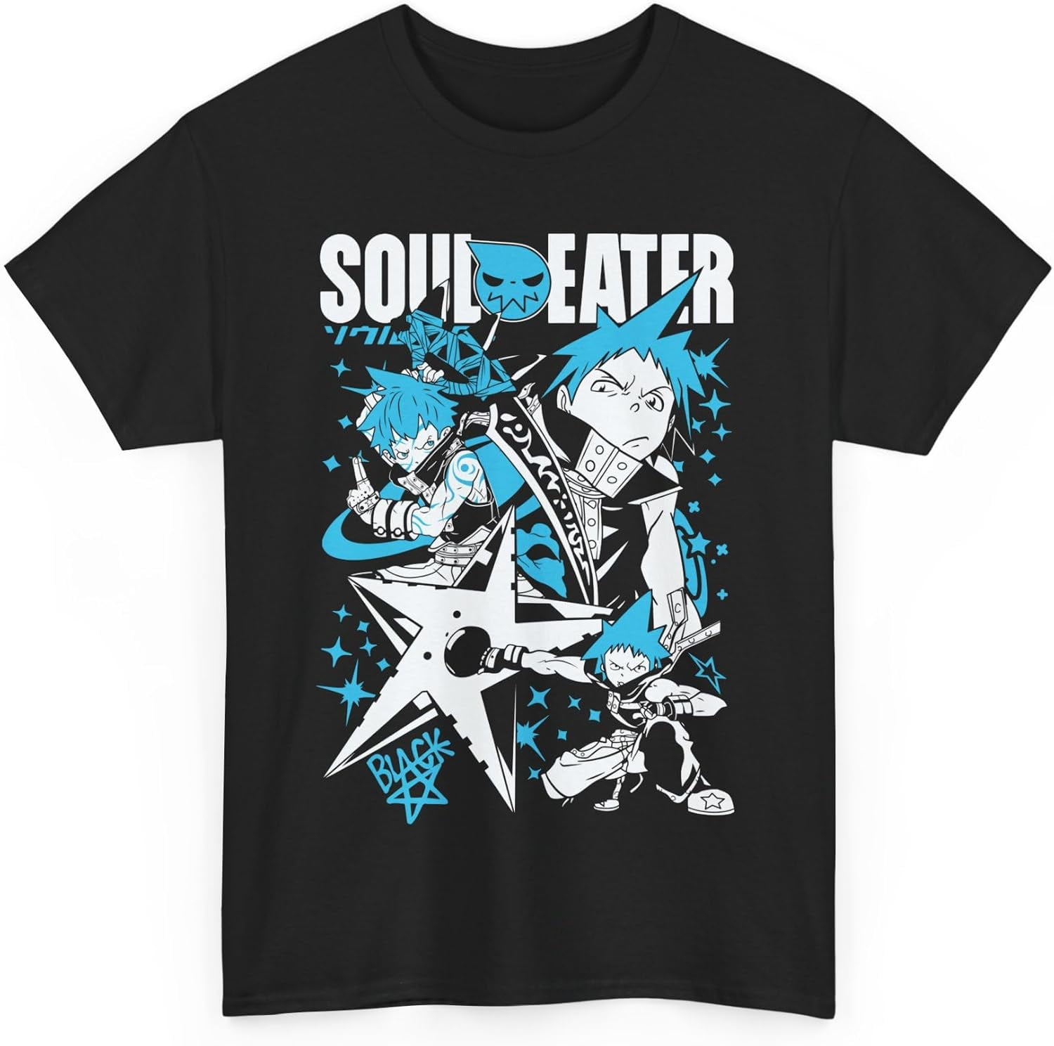 Anime Soul Eater T-Shirt, Maka Albarn, Death The Kid, Black Star, Short ...