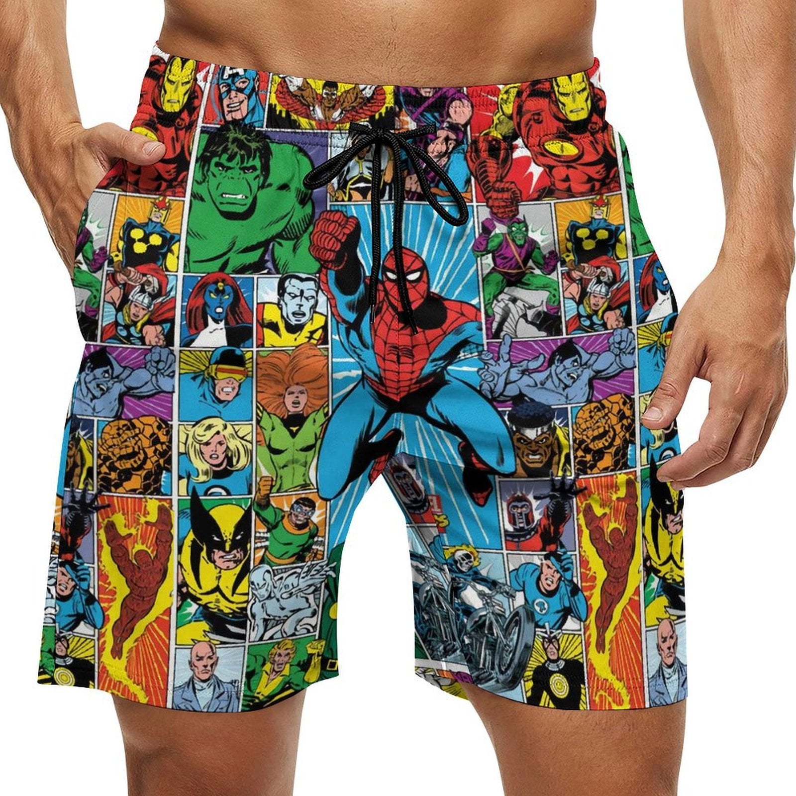 Anime Spider-Man Men's Swim Trunks Bathing Mesh Lining Suit Swimsuits ...