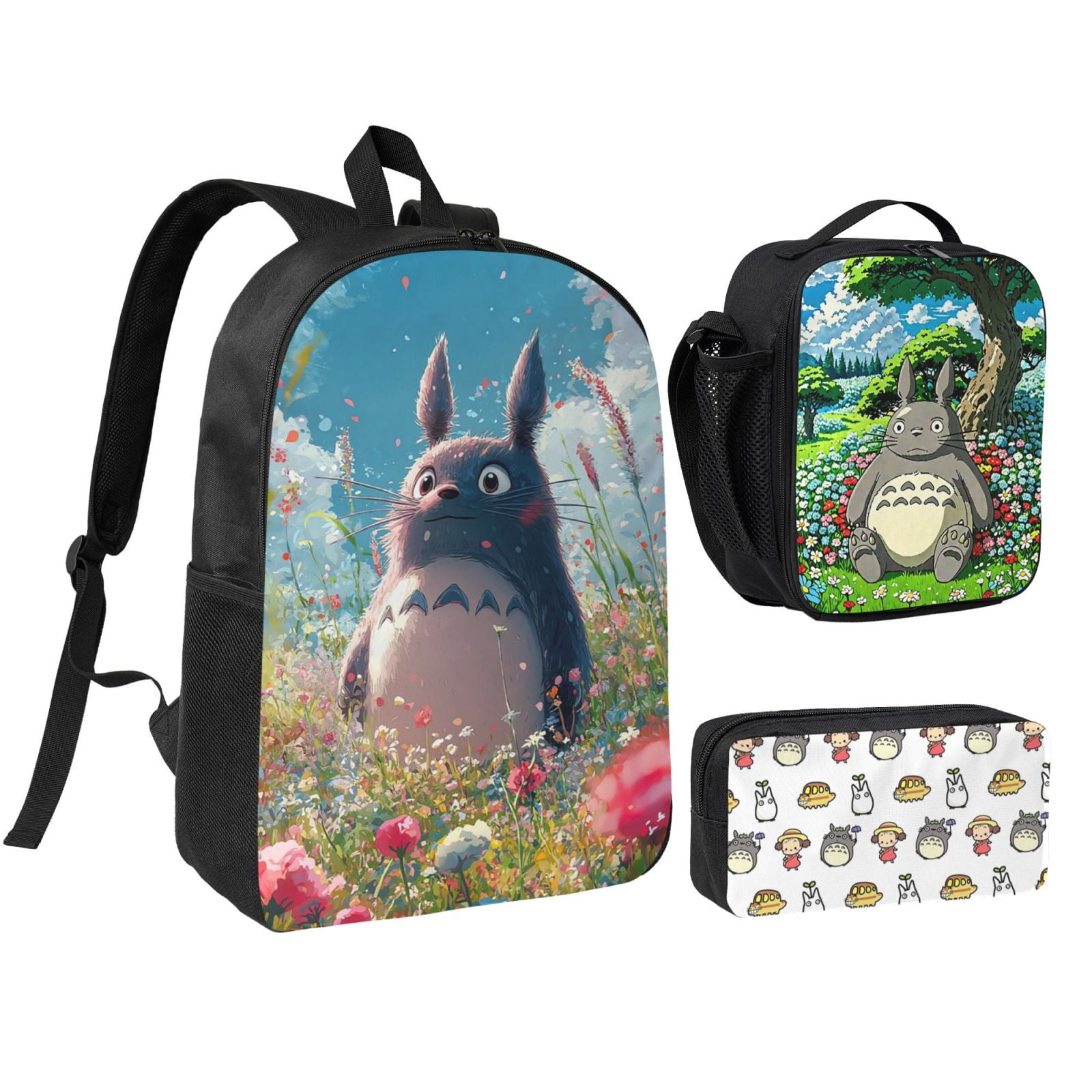 Anime Spirited Totoro Away Backpack 3 Pcs Casual Multifunction Travel ...