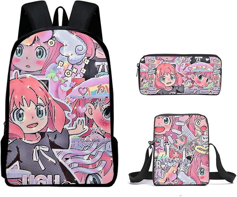 Anime- Spy Family 3 in 1 Backpack -Set-Canvas Bookbag Lightweight ...