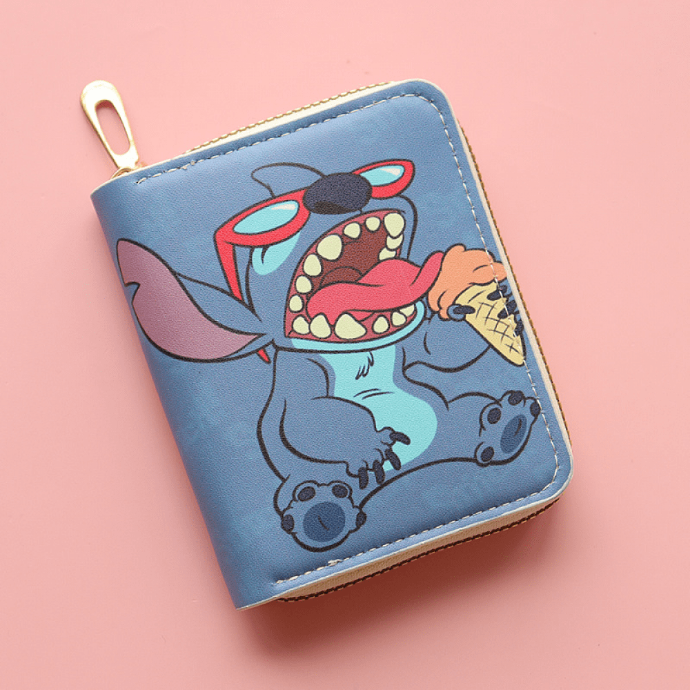 Anime Stitch PU Leather Coin Purse, Waterproof Zipper Wallet for Keys ...