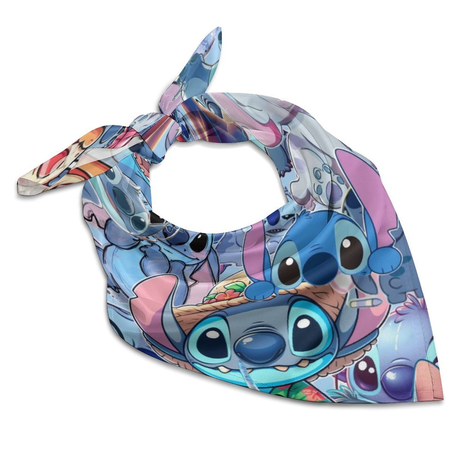 Anime Stitch Square Satin Head Scarf Hair Scarves Silk-like Bandana ...