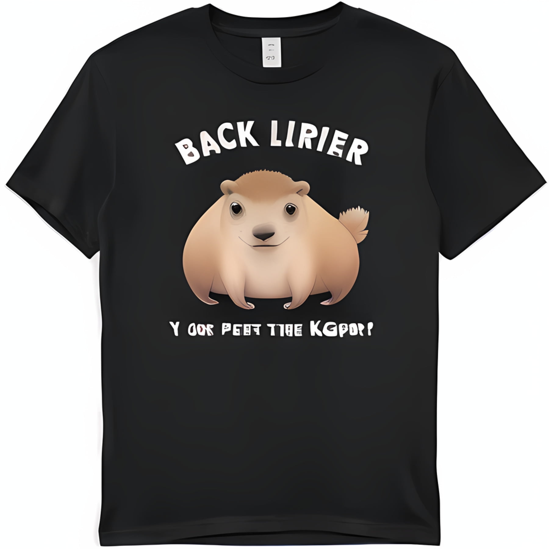 Anime Style Capybara Back Litier Black T-Shirt YIPP Passed My ...