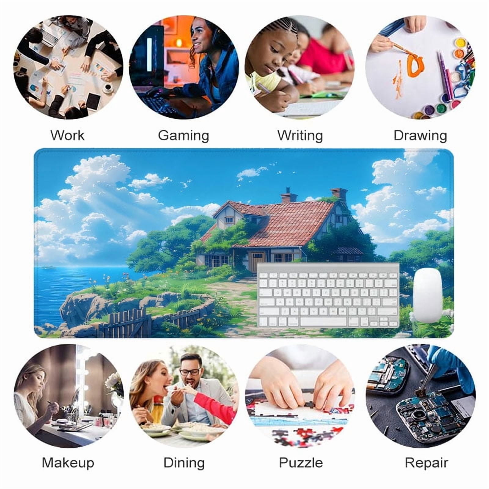Anime Style Cottage by the Sea Mouse Pad 31.5 x 11.82 Inches Rubber ...