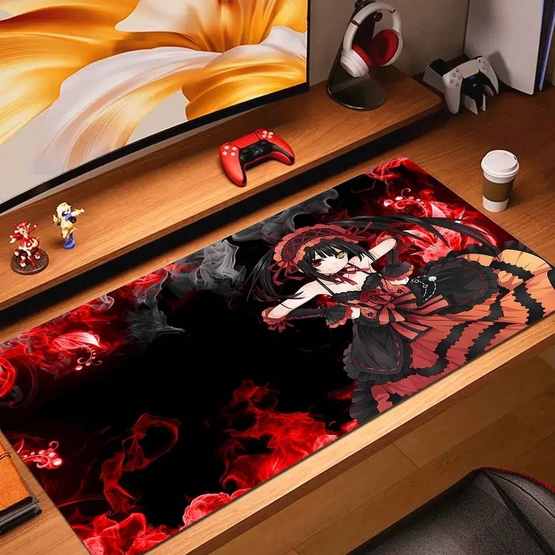 Anime Style Girl Character Keyboard Desk Mat, Large Mouse Pad, Locked ...