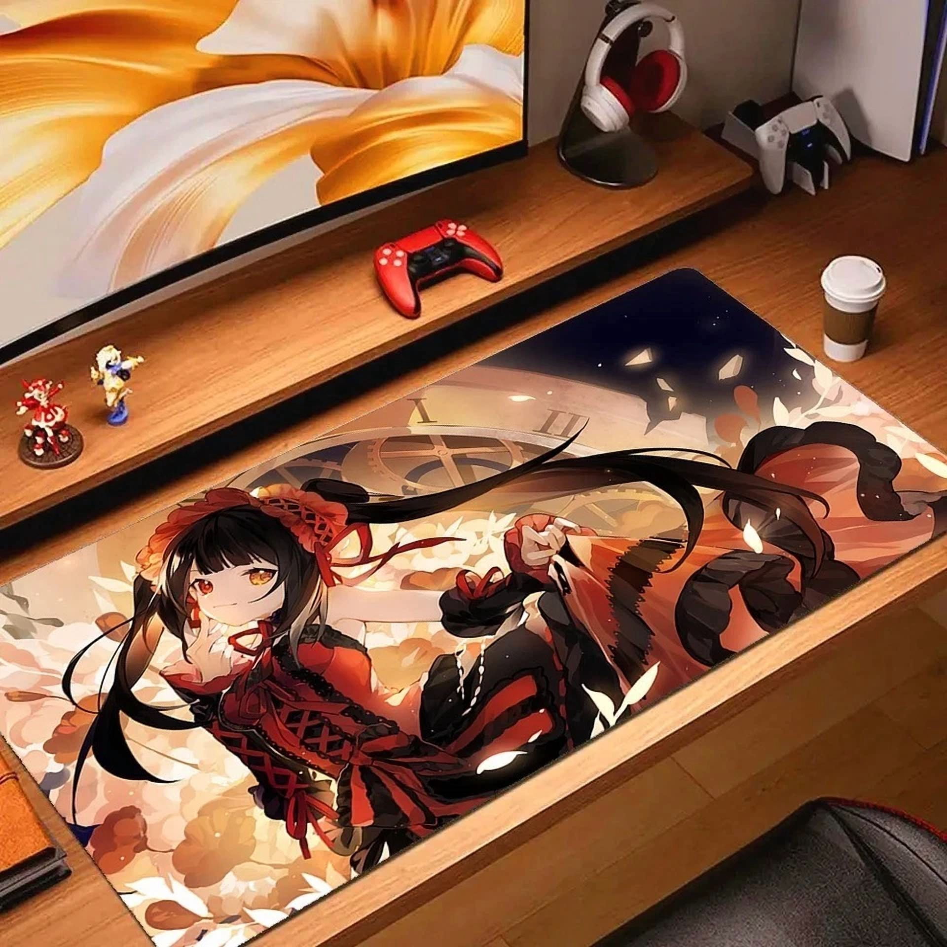 Anime Style Girl Character Keyboard Desk Mat, Large Mouse Pad, Locked ...