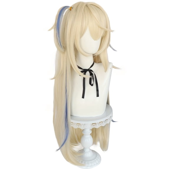 Anime Style Gold and Blue Cosplay Wig - Long Straight Hair for Music ...