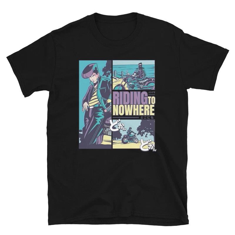 Anime Style Motorcycle Rider Storytime Art Graphic Novelty Gift TShirt ...