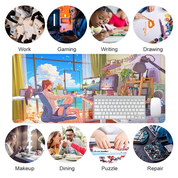 Anime Office Scene Mouse Pad 31.5 x 11.82 inches Rubber Desk Mat for ...