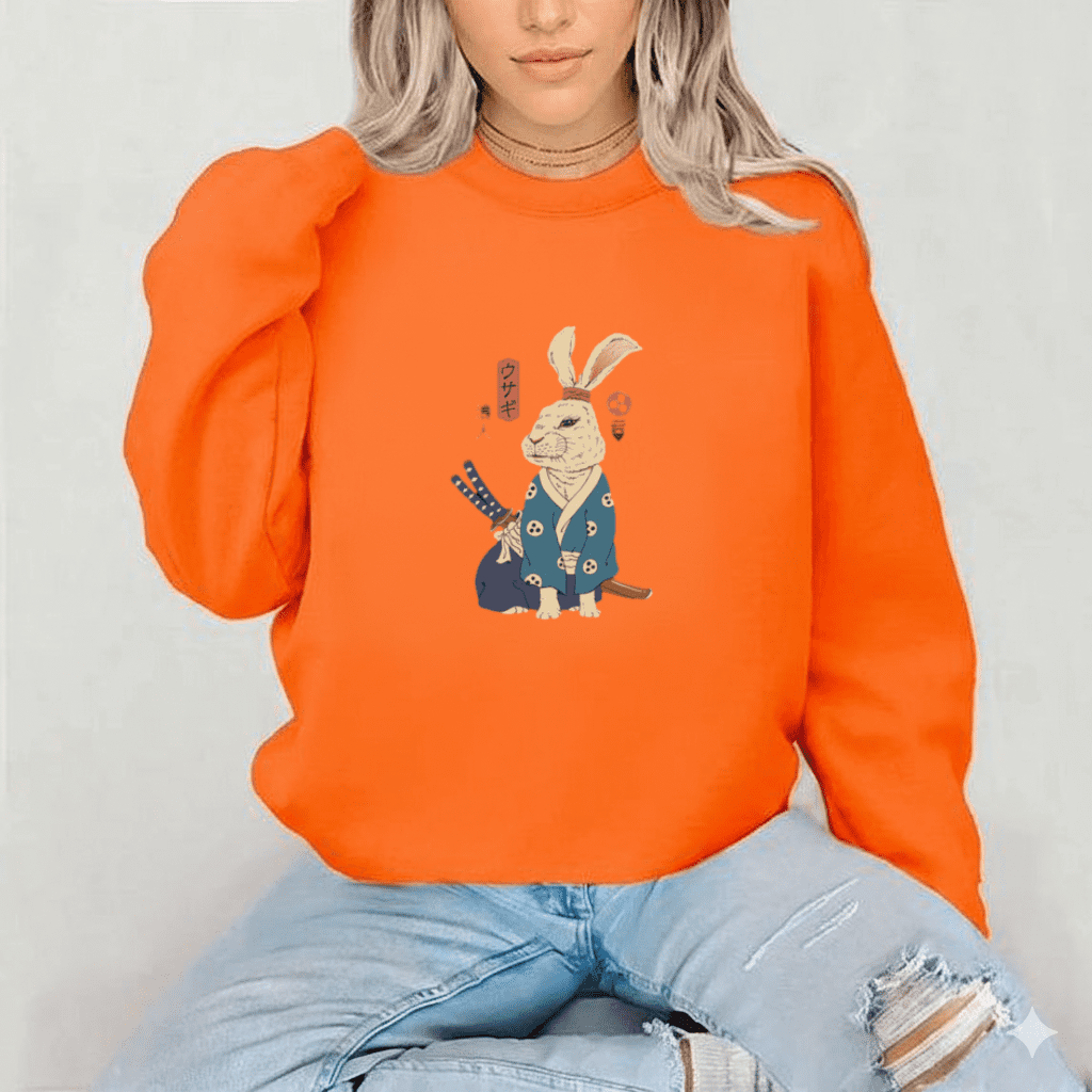 Anime Style Ronin Usagi Samurai Rabbit Parody Retro Art Sweatshirt, up ...