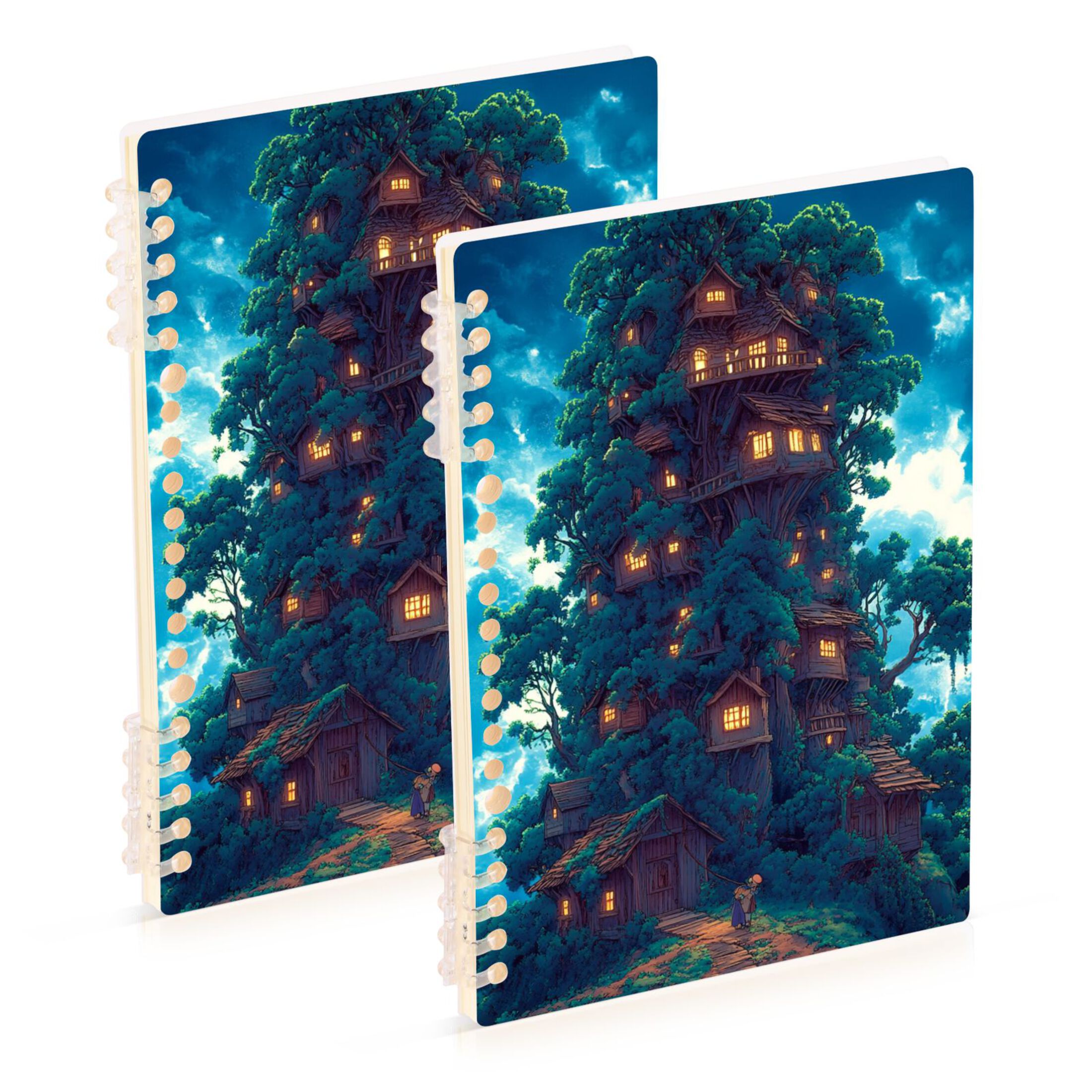Anime Style Wooden House Lined Spiral Journal Notebook 60 Pages A5 ...