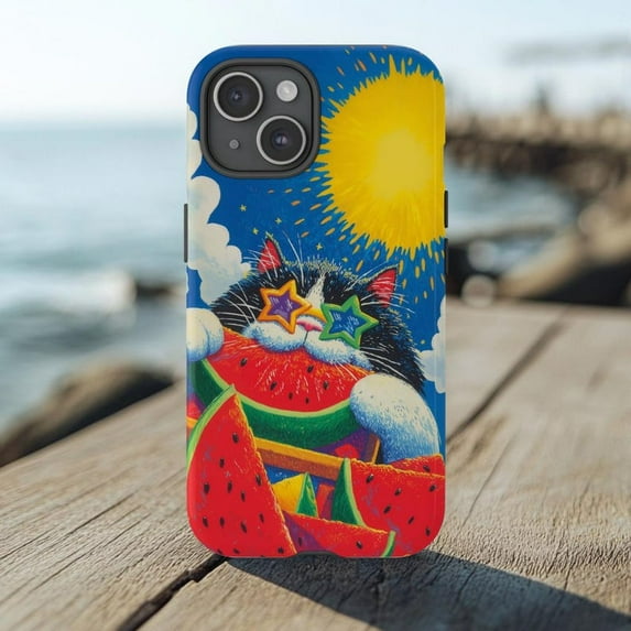 Anime Summer Cat Star Glasses Watermelon Bright Fun Art Phone Case ...