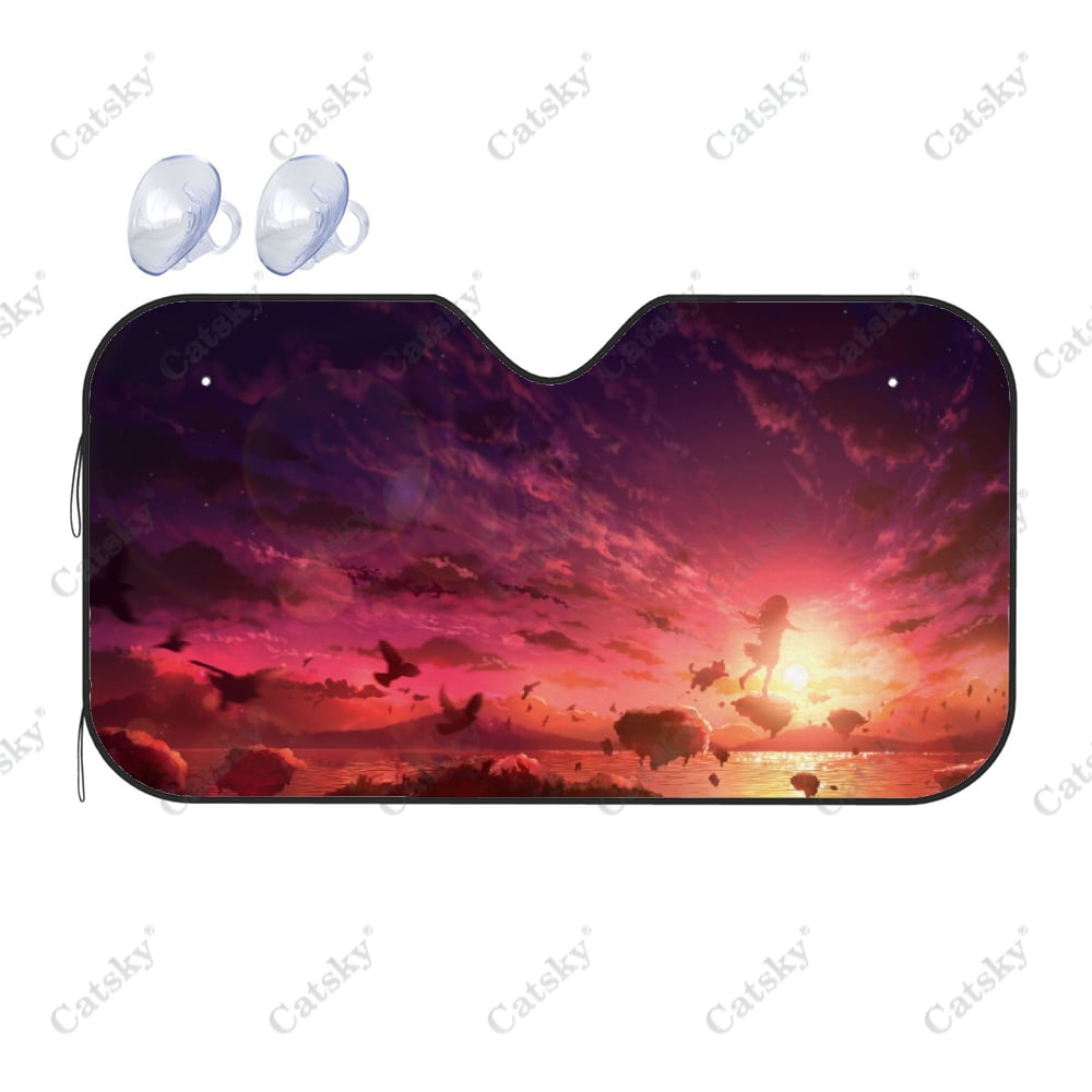 Anime Sunset Auto Windshield Sun Shade Car Front Window Visor Vehicle ...