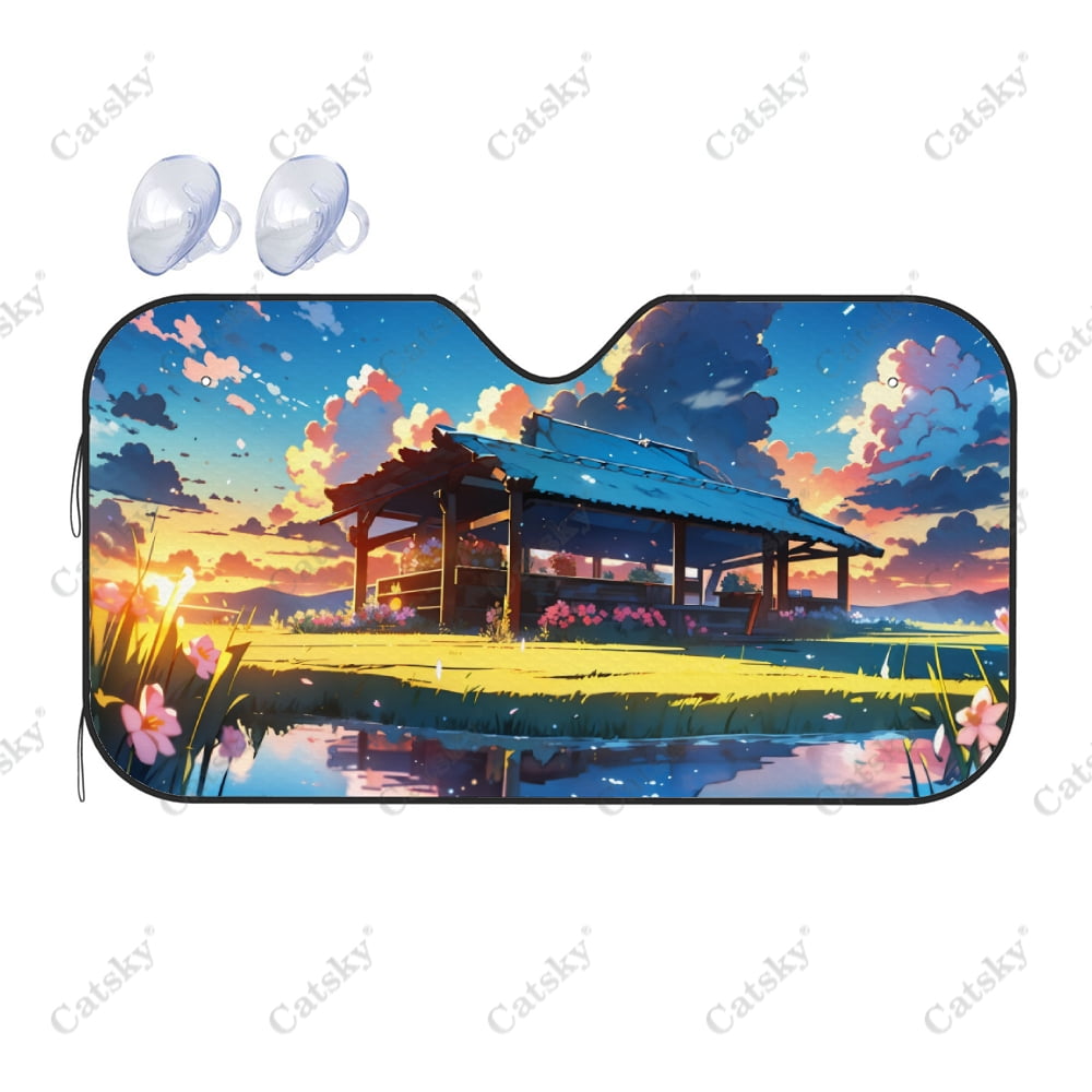Anime Sunset Auto Windshield Sun Shade Car Front Window Visor Vehicle ...