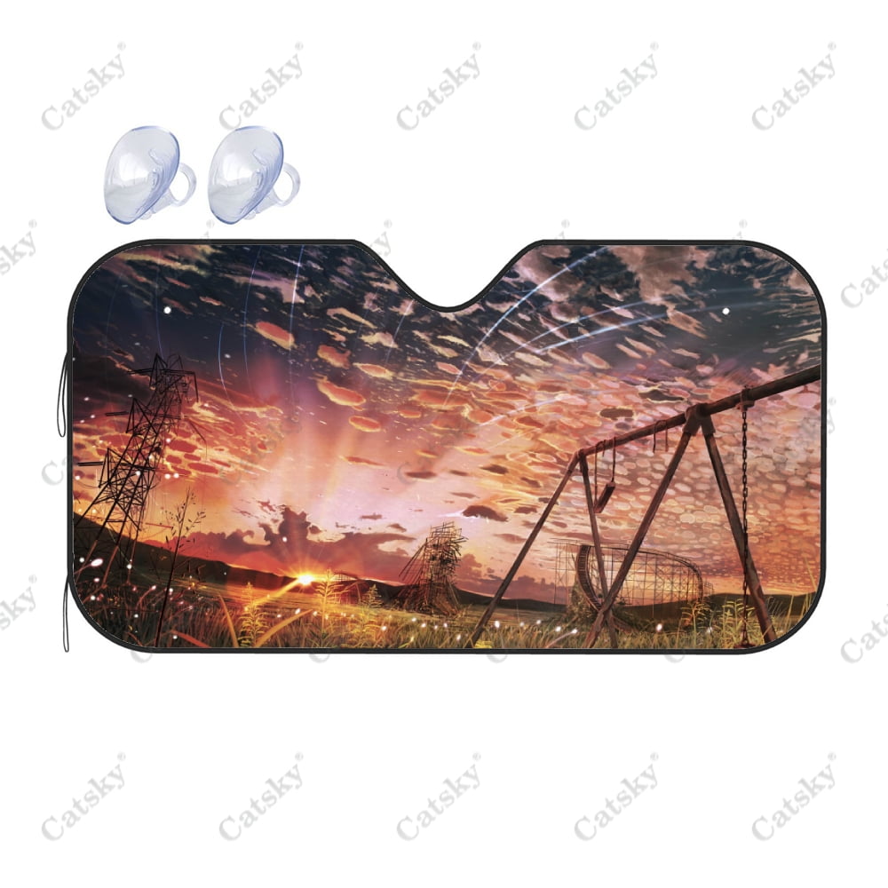 Anime Sunset Auto Windshield Sun Shade Car Front Window Visor Vehicle ...