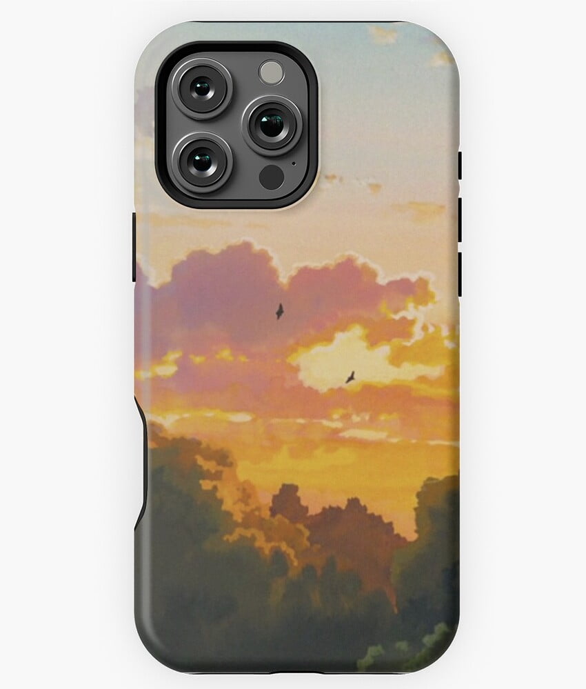 Anime Sunset Scenery Ghibli Style Phone Case for iPhone 16 15 14 13 12 ...