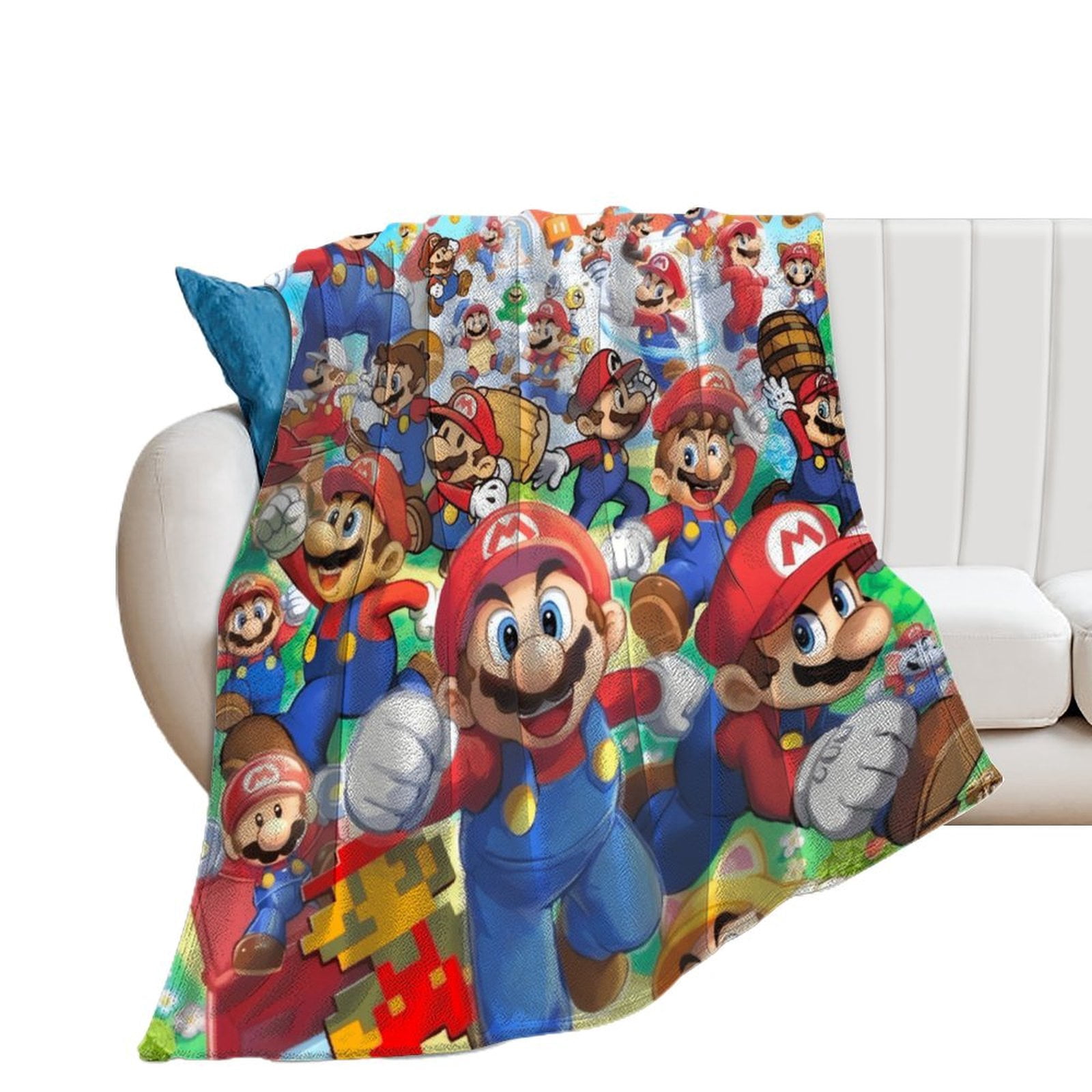 Anime Super Mario Blanket Flannel Throw Cartoon Soft Plush Merry ...